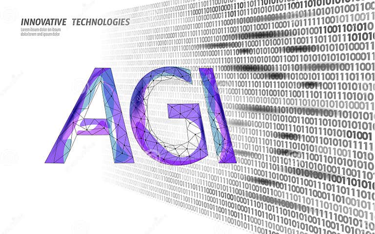 Artificial General Intelligence Wire Letter Symbols. Data Binary Code ...