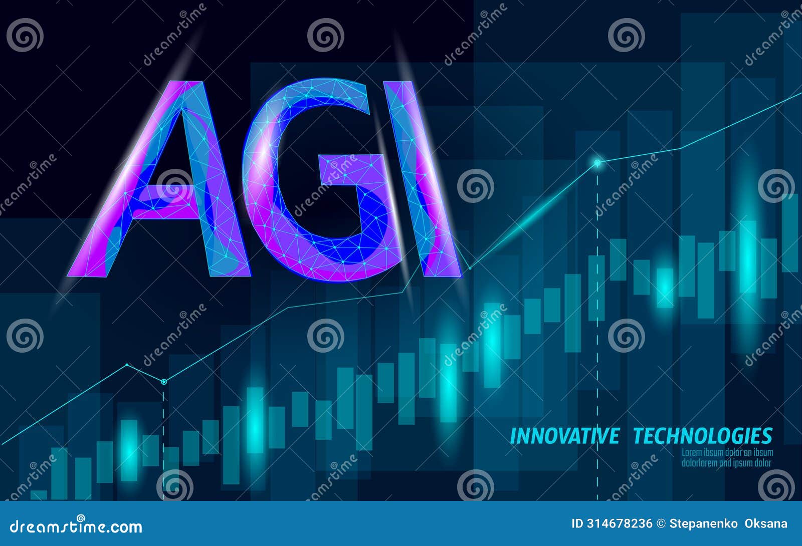 Artificial General Intelligence Wire Letter Symbols. Data Binary Code ...
