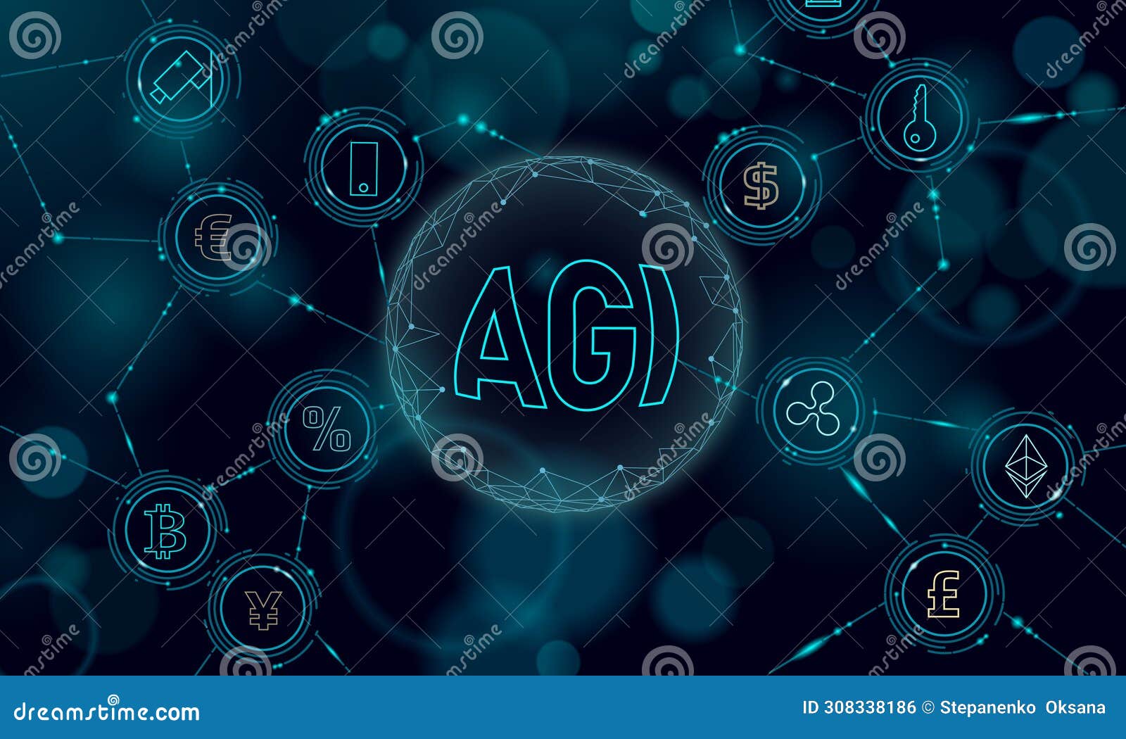 Artificial General Intelligence Wire Web Low Poly Letter Symbols ...