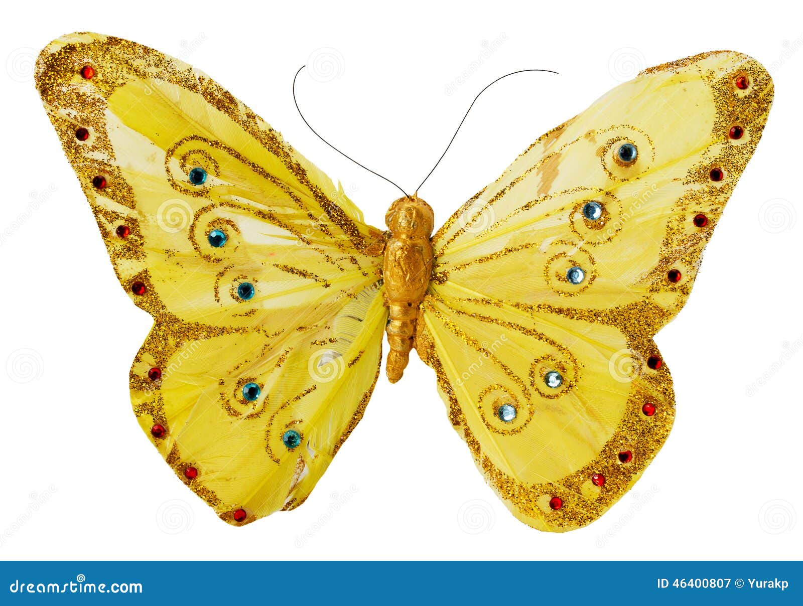 Artificial Golden Butterfly Isolated on the White Background Stock ...