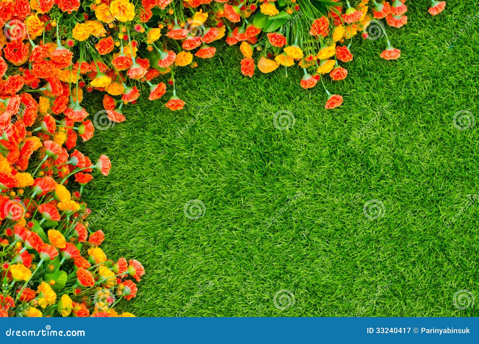Artificial Grass and Flowers Stock Image - Image of fake, field: 33240417