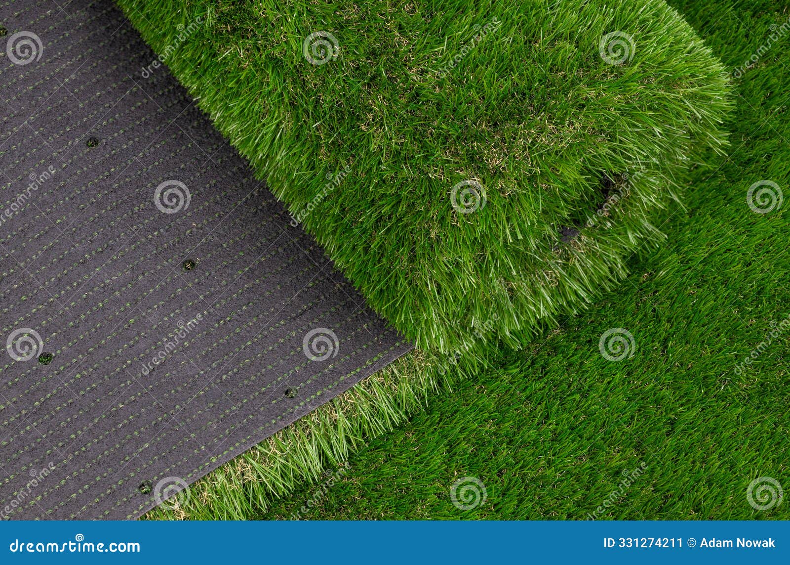 Artificial Grass Roll Displaying Backing and Texture Stock Image ...
