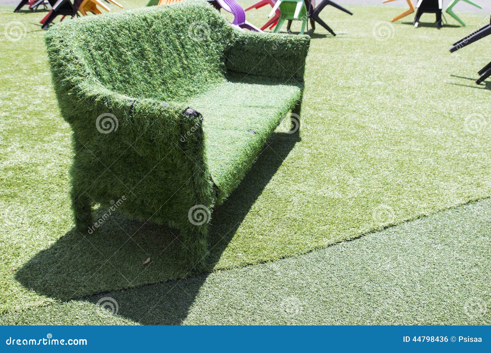 Artificial grass sofa stock photo. Image of furniture - 44798436