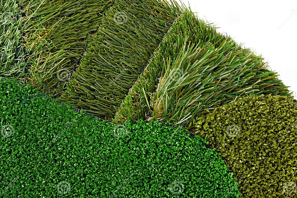The Artificial Grass Turf Samples Isolated on White Stock Photo - Image ...