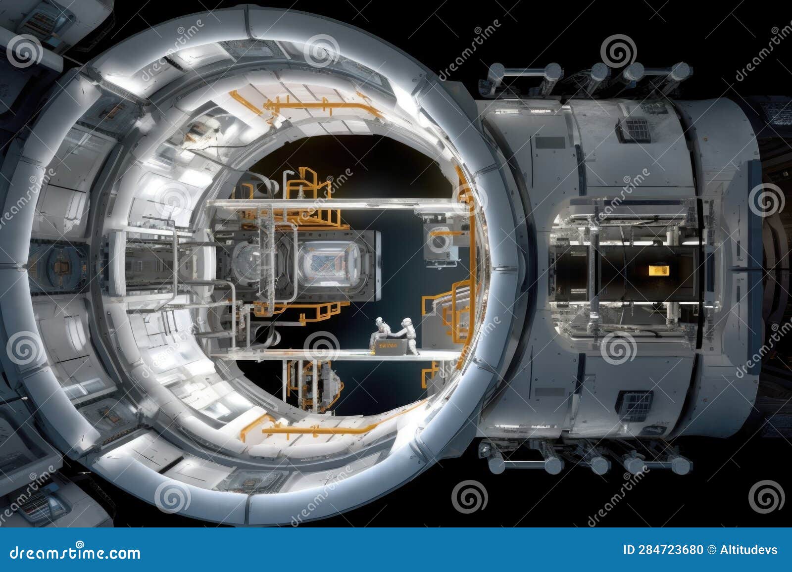 Artificial Gravity Space Habitat with Rotating Design Stock Photo ...