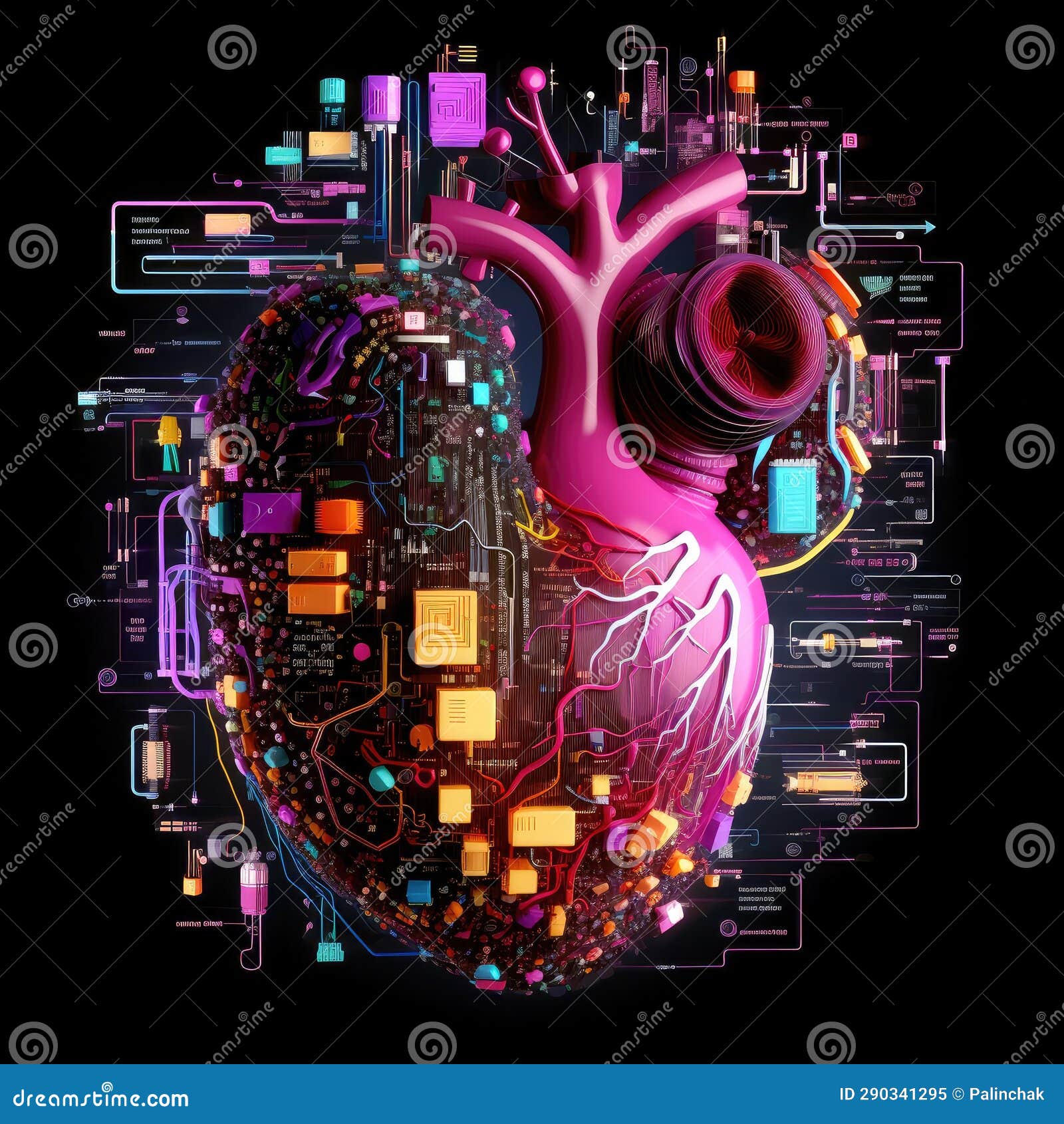 Artificial Heart for a Biomechanical Robot Stock Illustration ...