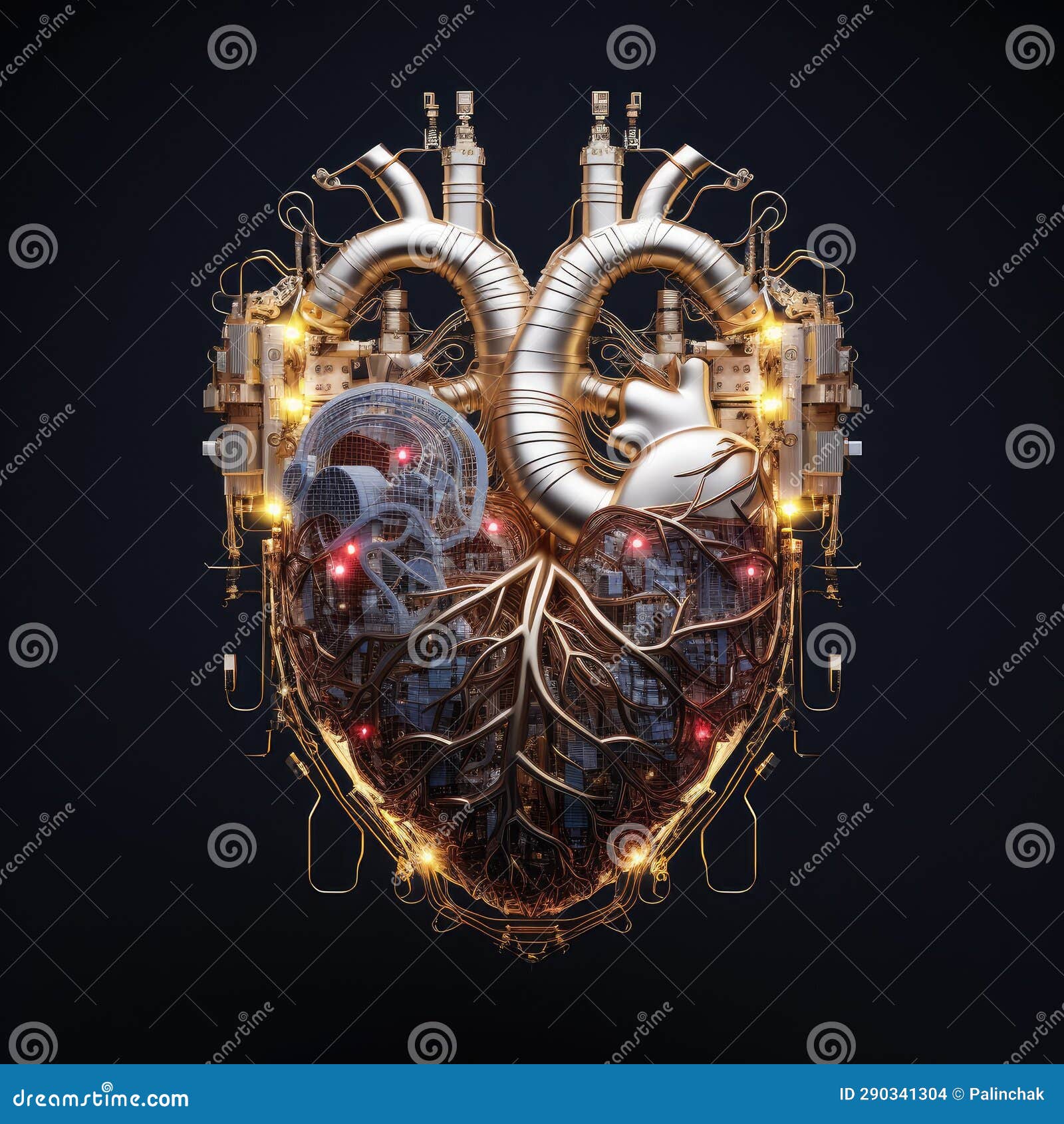 Artificial Heart for a Biomechanical Robot Stock Illustration ...
