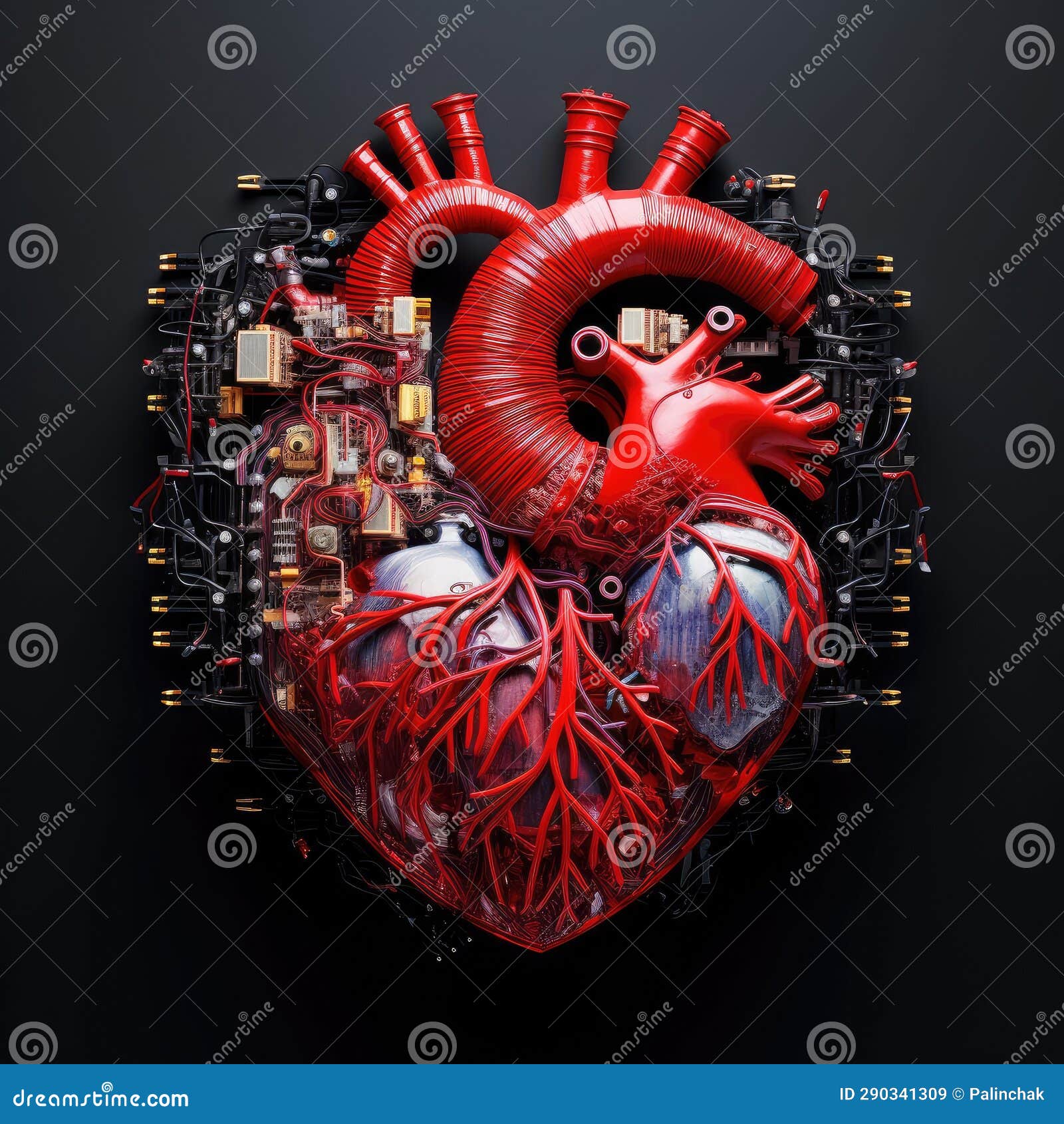 Artificial Heart for a Biomechanical Robot Stock Illustration ...