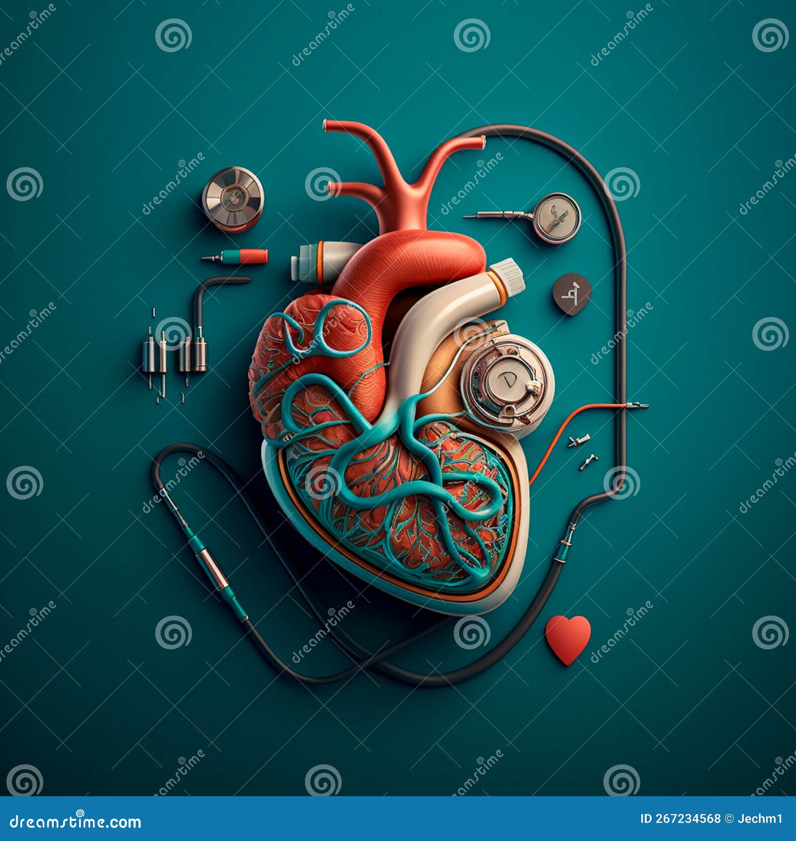 Artificial Heart. Cyberpunk Pacemaker GENERATIVE AI, GENERATIVE, AI ...