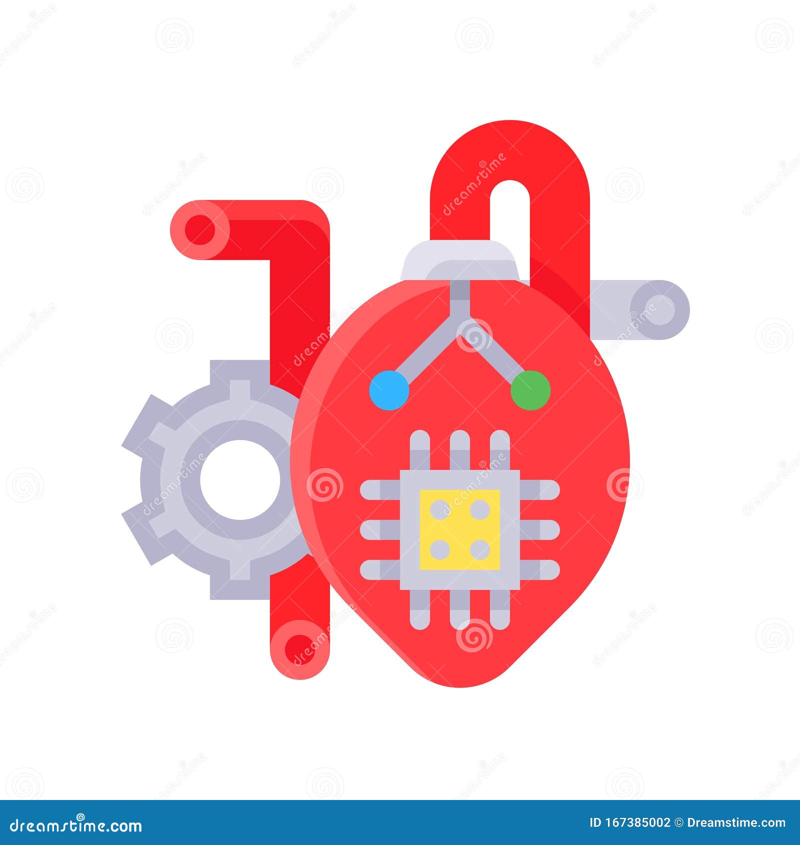 Artificial Heart Vector, Future Technology Flat Design Icon Stock ...