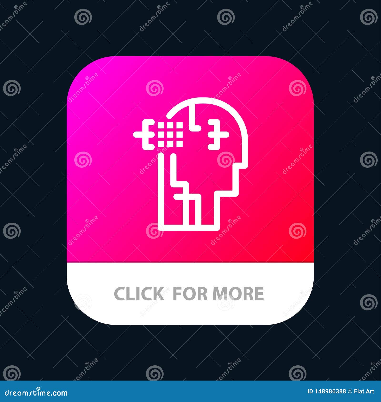 Artificial, Human, Man, Head Mobile App Button. Android and IOS Glyph ...