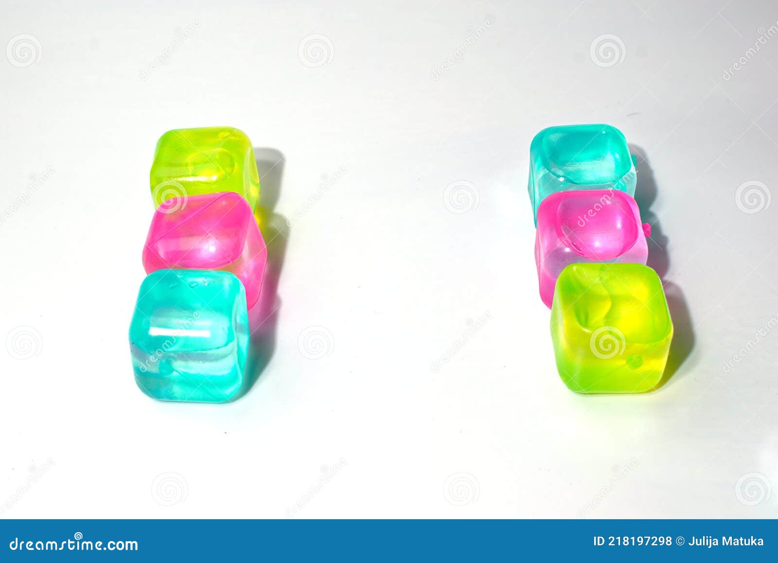 Artificial Ice Cubes of Different Colors Made of Plastic. Isolate Stock ...