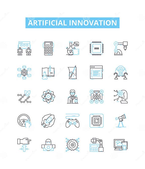 Artificial Innovation Vector Line Icons Set. AI, Robotics, Automation ...