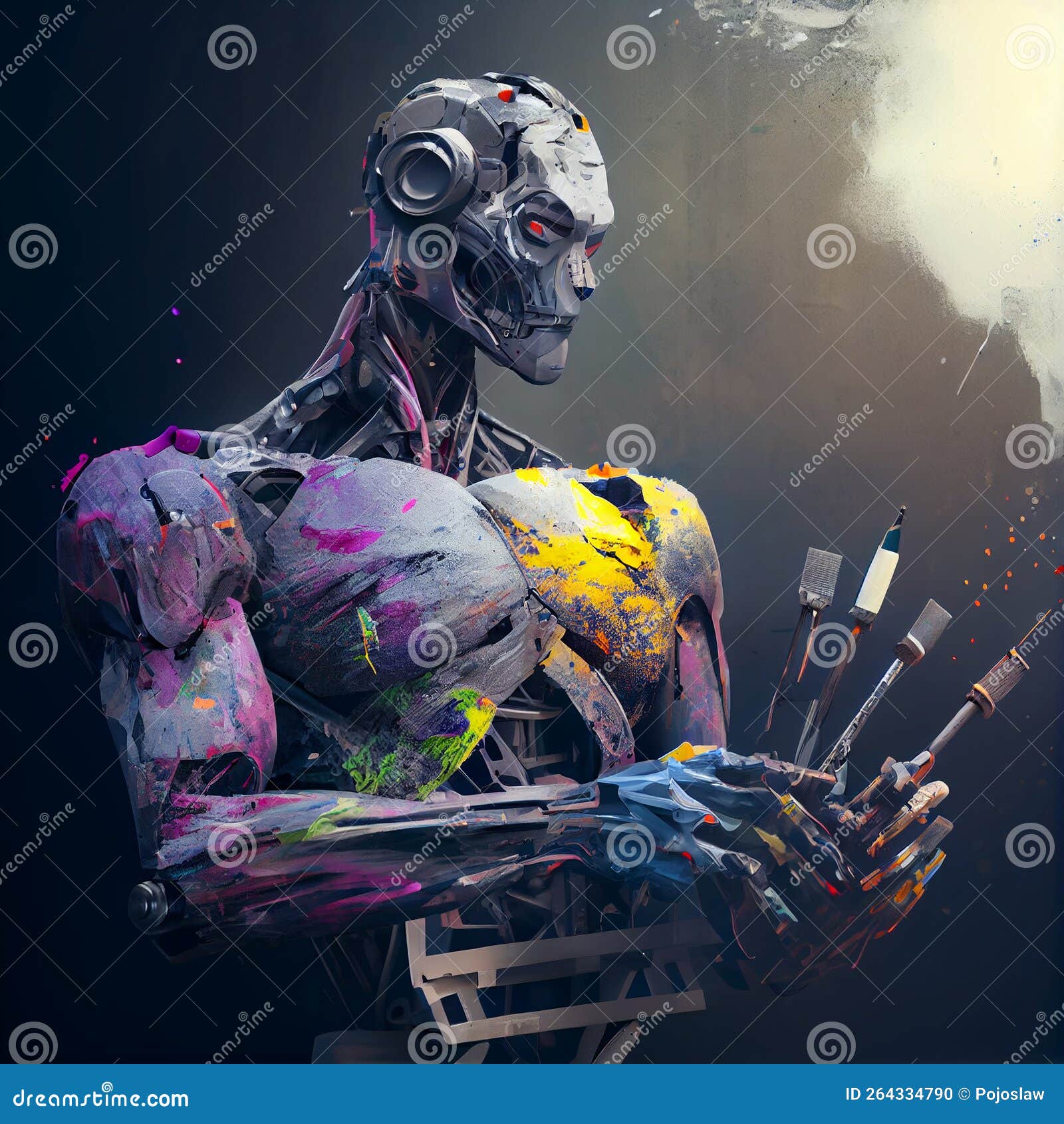 Artificial Inteligence, Humaniod Robot Creating Images, Futuristic ... Artificial Inteligence, Humaniod Robot Creating Images, Futuristic ...