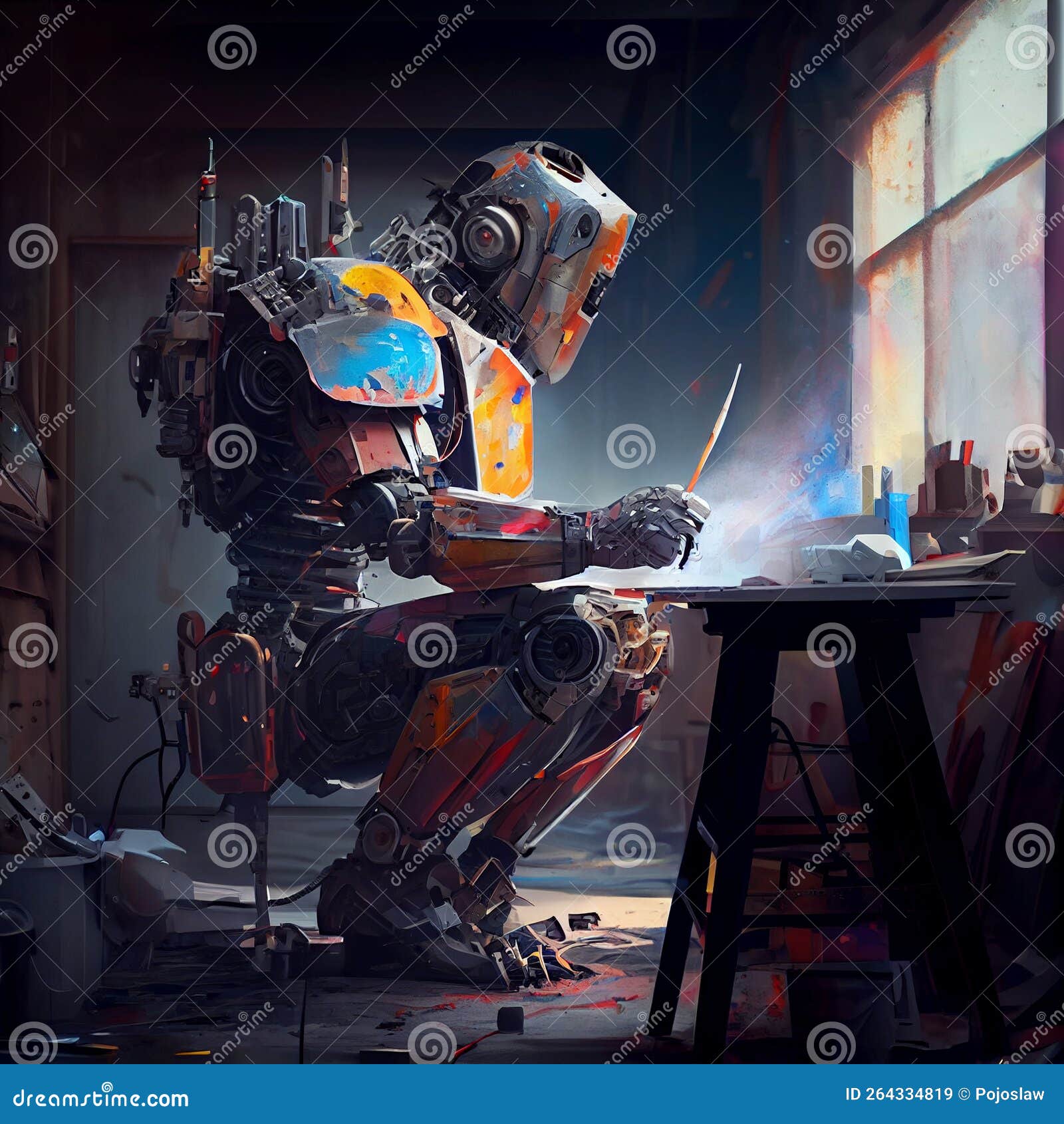 Artificial Inteligence, Humaniod Robot Creating Images, Futuristic ... Artificial Inteligence, Humaniod Robot Creating Images, Futuristic ...