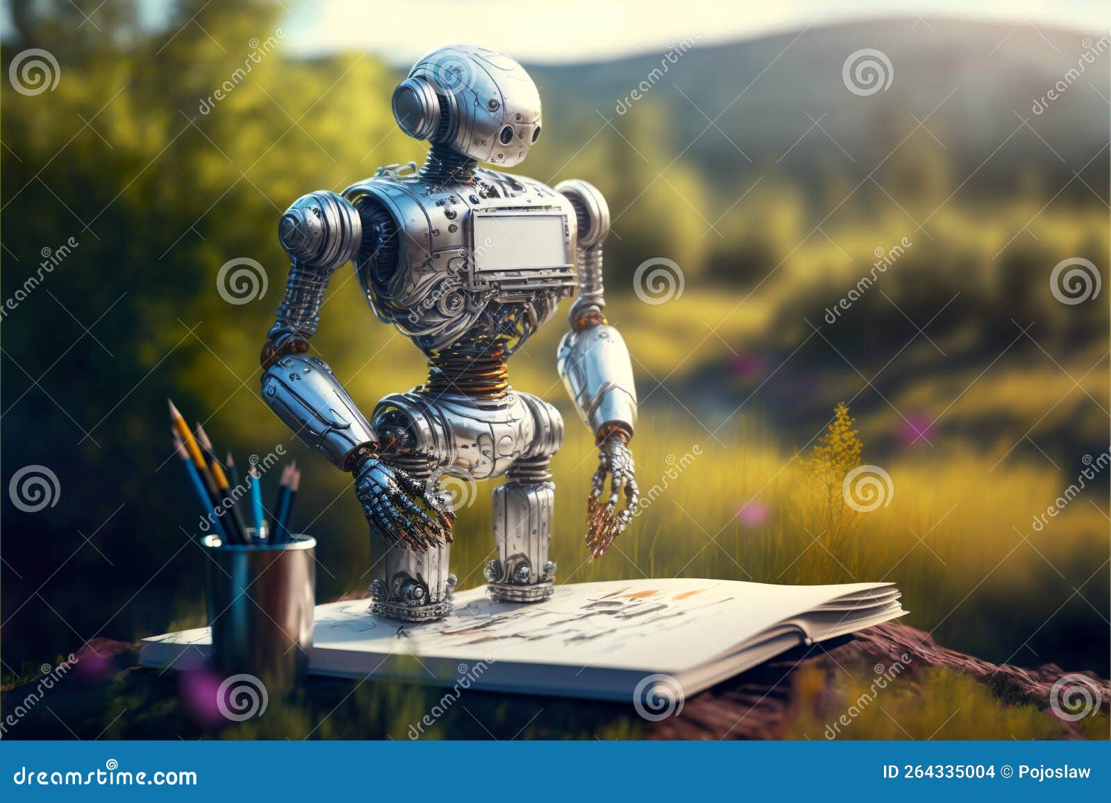 Artificial Inteligence, Humaniod Robot Creating Images, Futuristic ... Artificial Inteligence, Humaniod Robot Creating Images, Futuristic ...