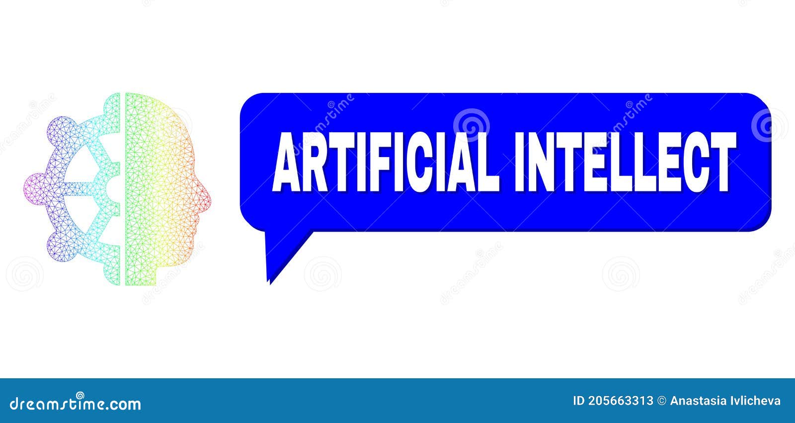 Spectral Mesh Gradient Intellect Icon and Artificial Intellect Message ...