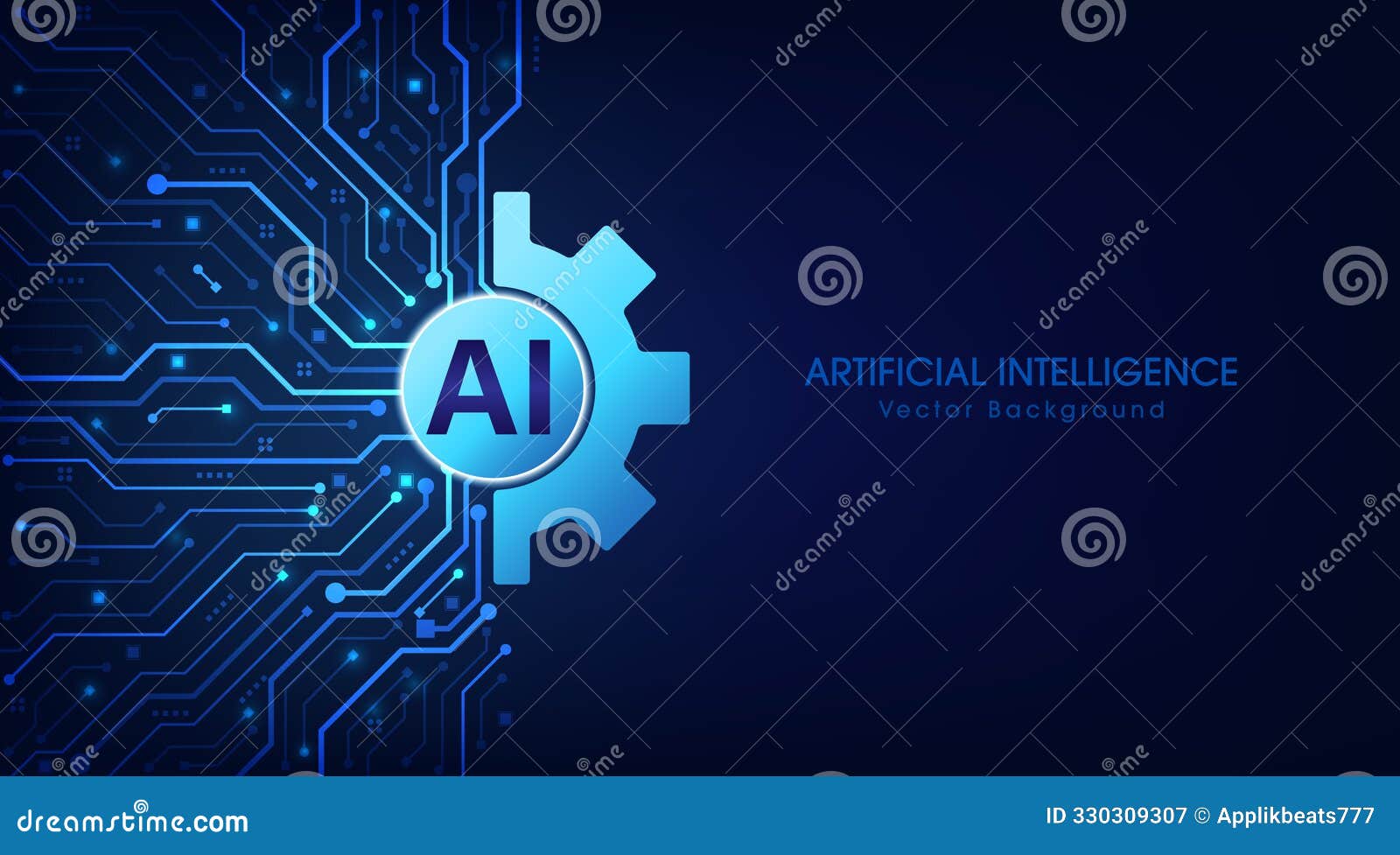 Artificial Intelligence Abstract Background, AI Chipset on Circuit Board. Technology Concept ...