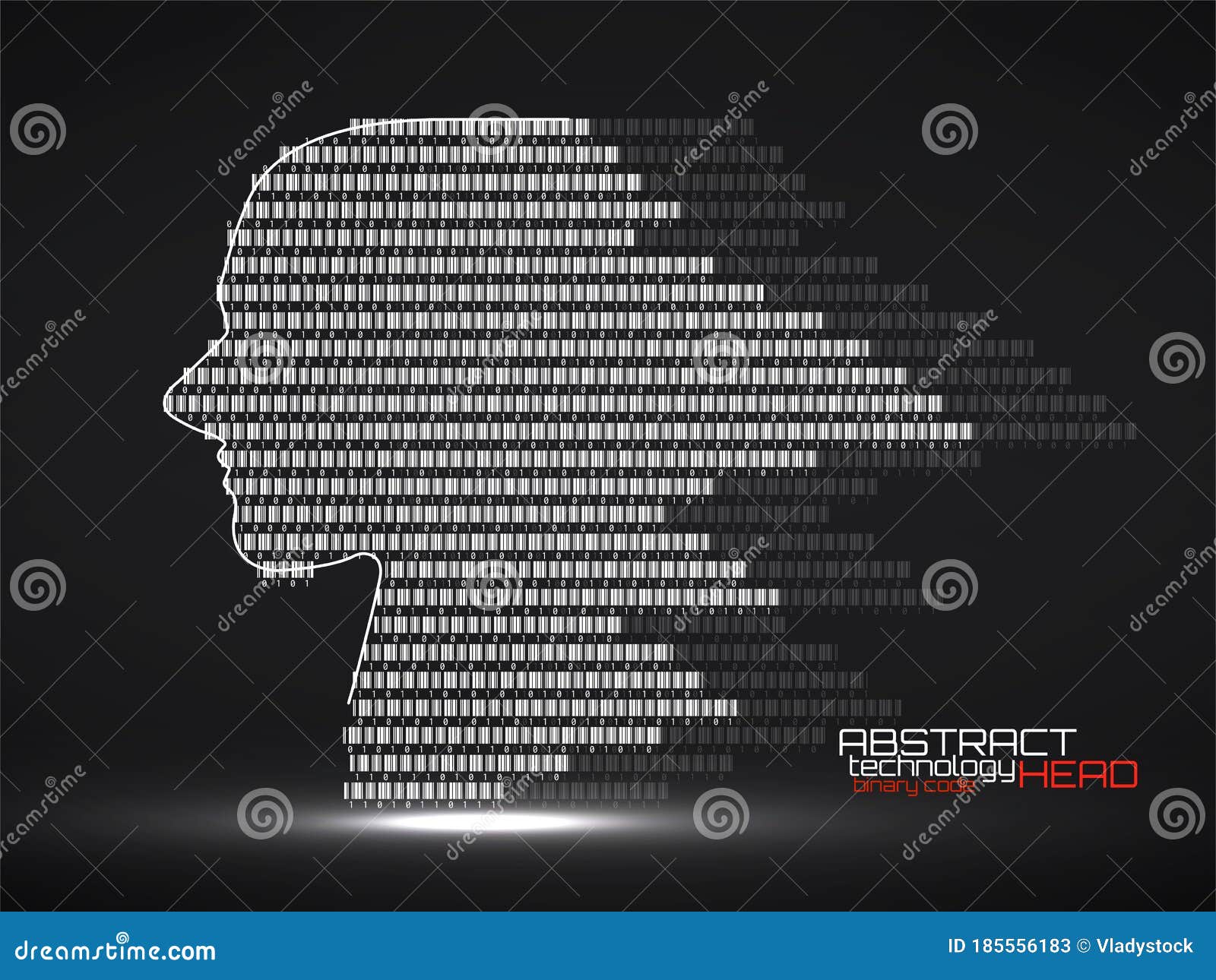 Artificial Intelligence. Abstract Human Head Barcode with Binary Code ...
