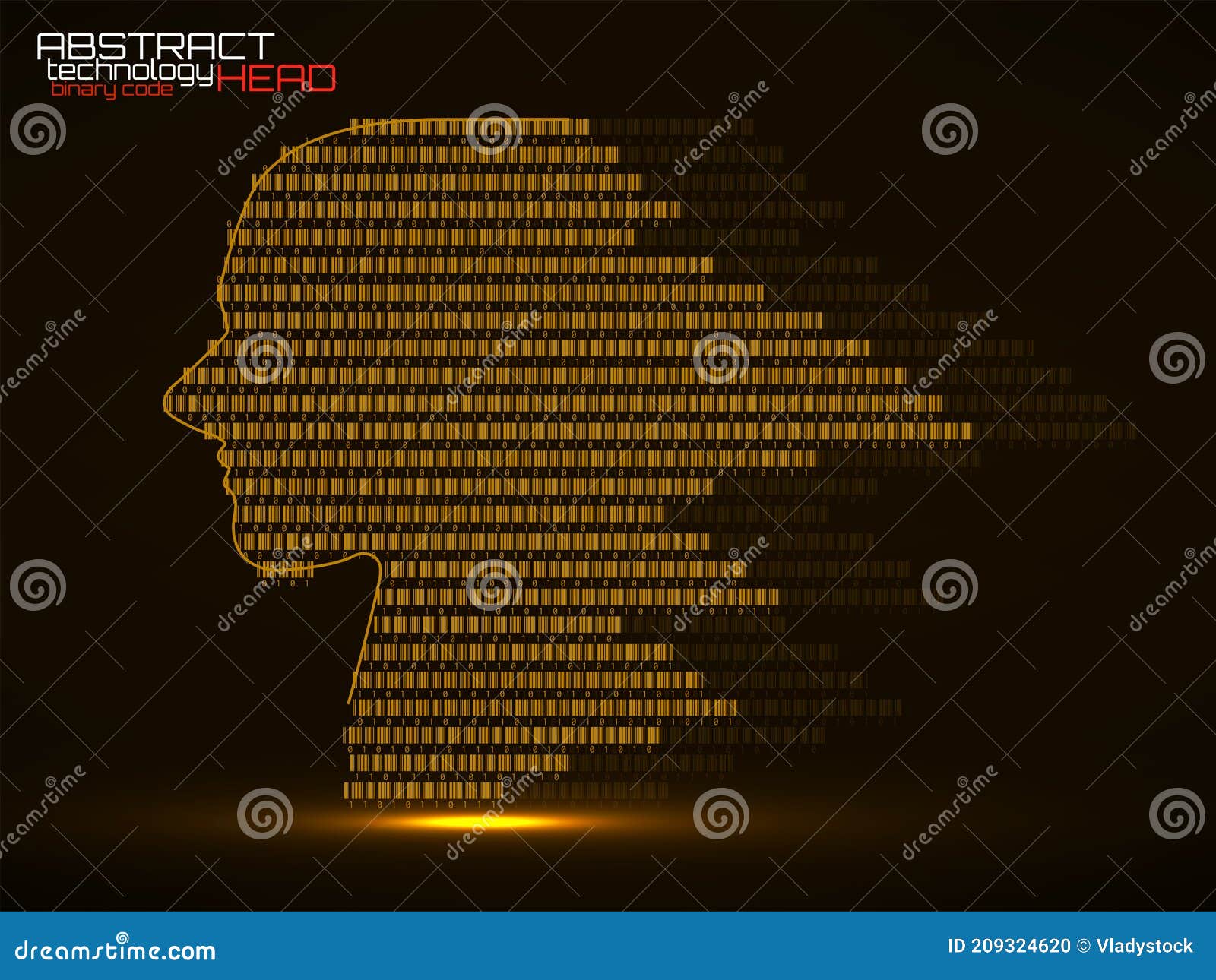 Artificial Intelligence. Abstract Human Head Barcode with Binary Code ...