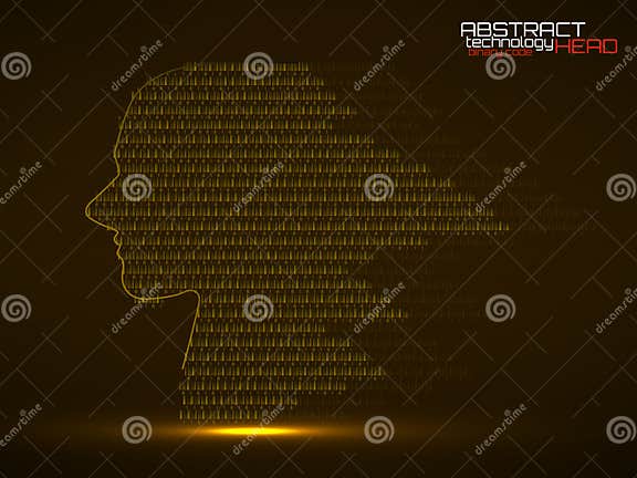 Artificial Intelligence. Abstract Human Head Barcode with Binary Code ...