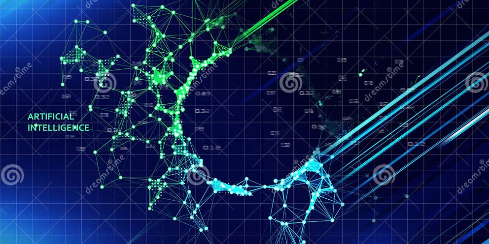 Artificial Intelligence. Abstract Polygonal Concept of Making Analysis Big Data Stock ...