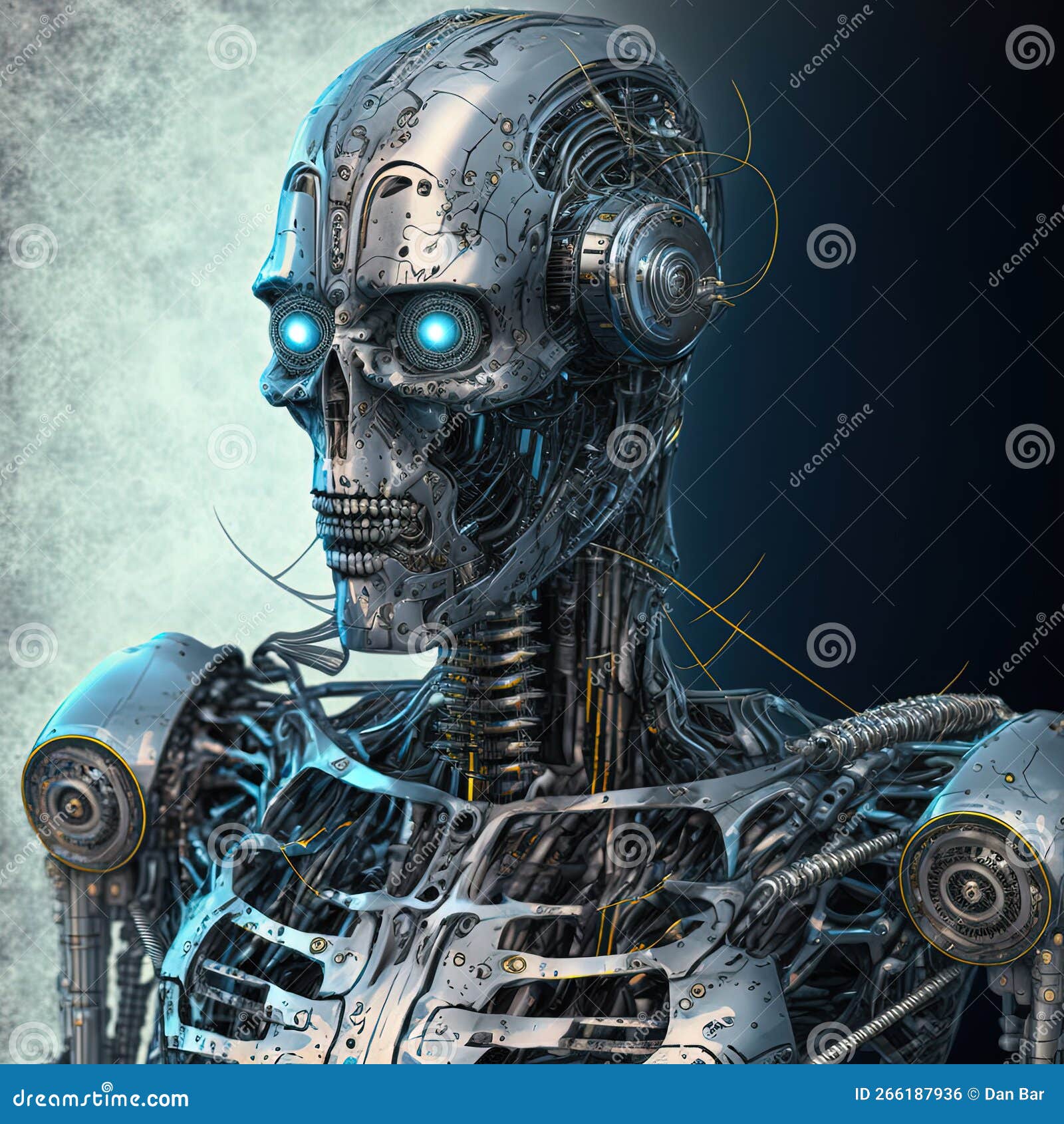 Artificial Intelligence, Advanced Cyborg with Metal Skeleton ...