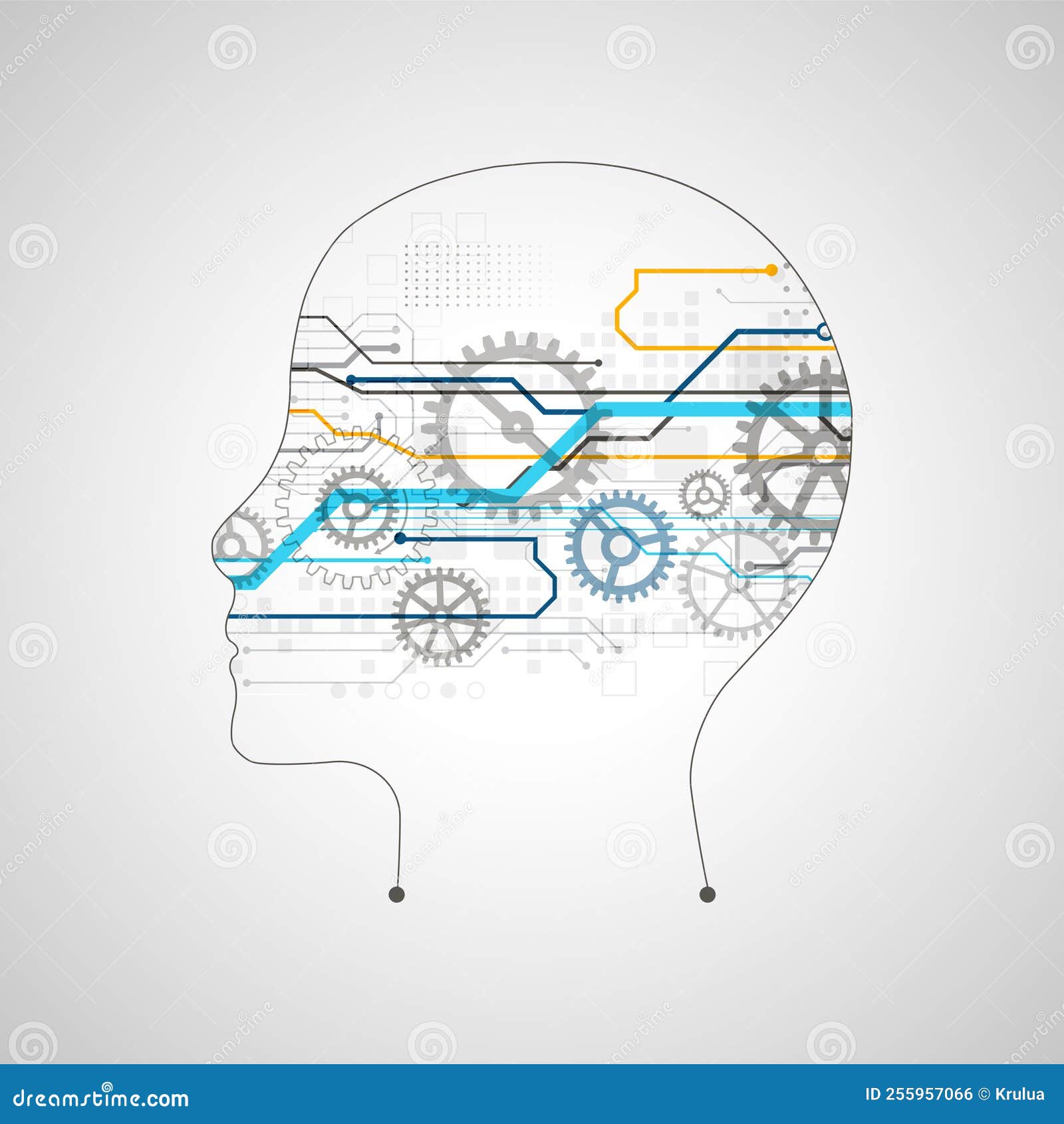 Artificial Intelligence (AI) and Big Data Concept. Humen Face with ...