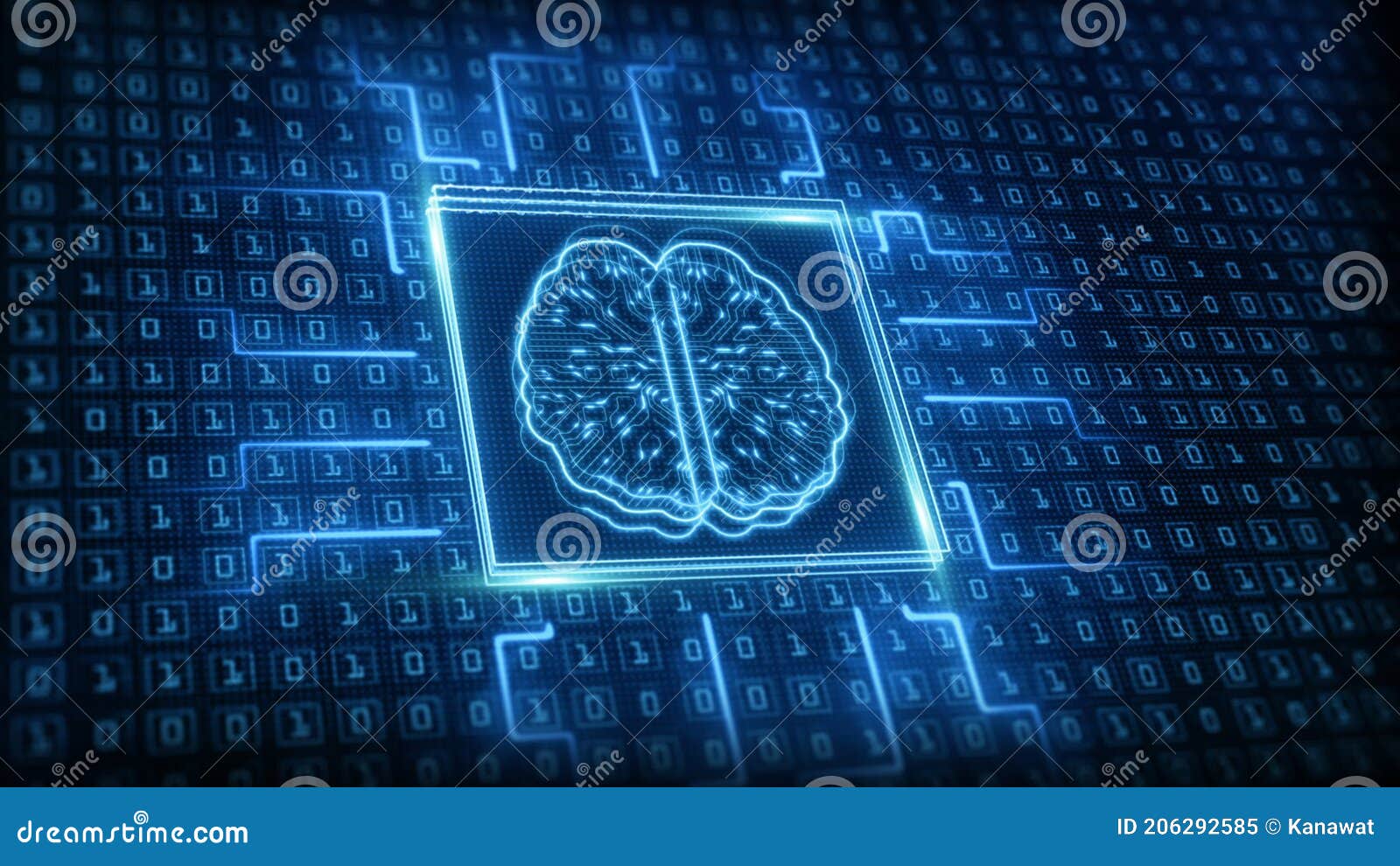 Artificial Intelligence AI Brain Icon, Big Data Flow Analysis, Deep ...