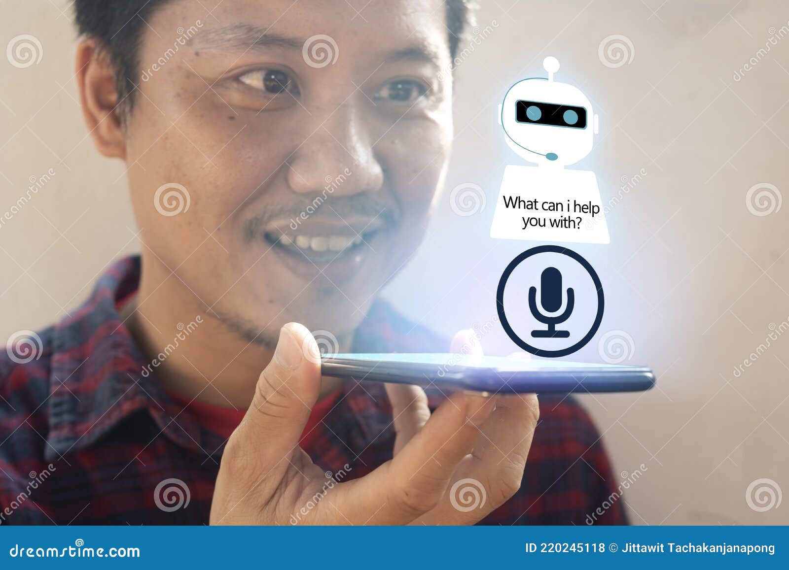 Artificial Intelligence,AI Chat Bot Concept. Hands Holding Mobile Phone ...