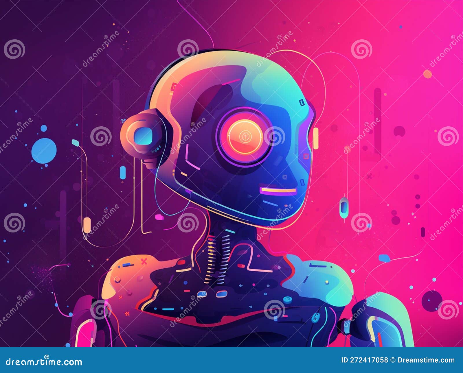 Artificial Intelligence AI Chat Bot Idea in Neon Color, Android, Chat ...