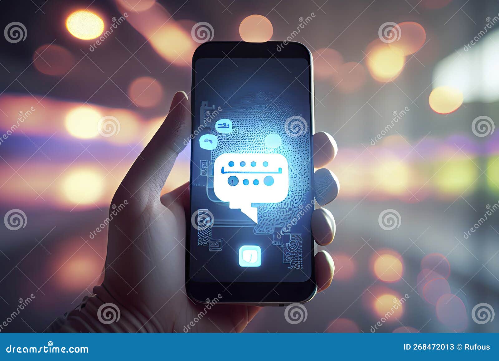 Artificial Intelligence Ai Chat Bot Idea Hands Holding a Phone Against ...