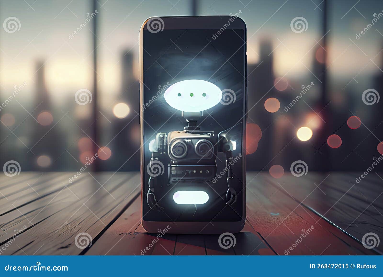 Artificial Intelligence Ai Chat Bot Idea Hands Holding a Phone Against ...