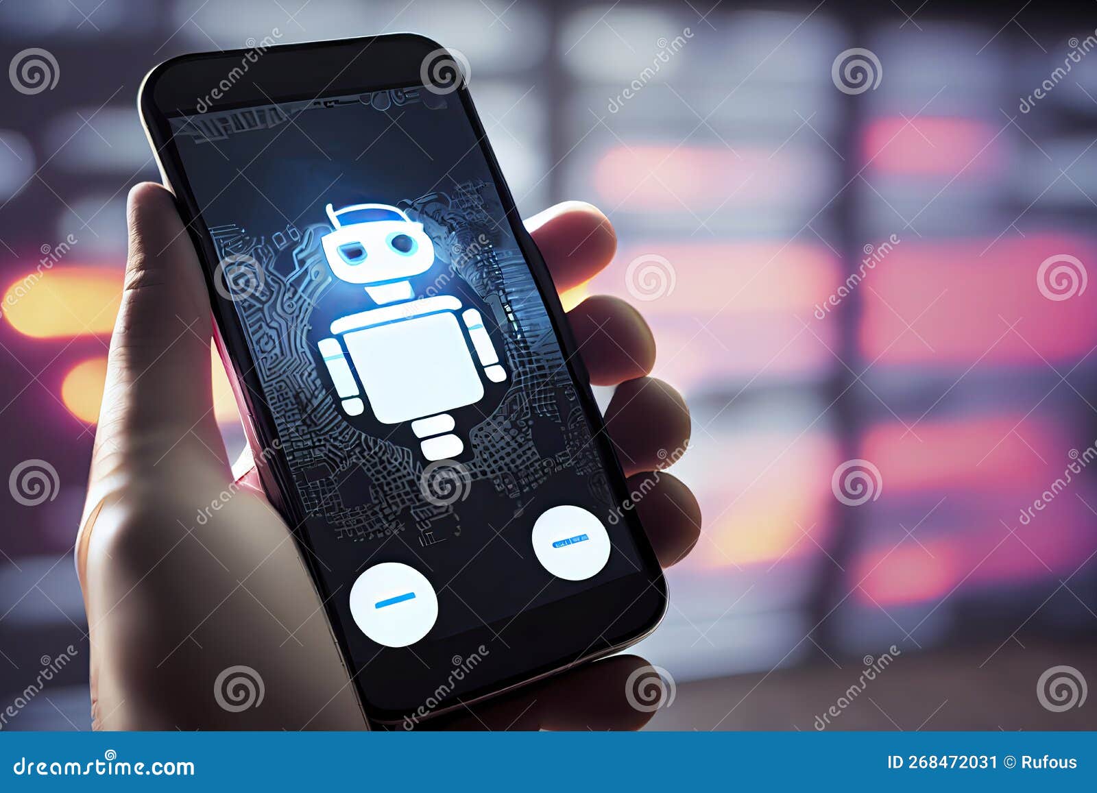 Artificial Intelligence Ai Chat Bot Idea Hands Holding a Phone Against ...