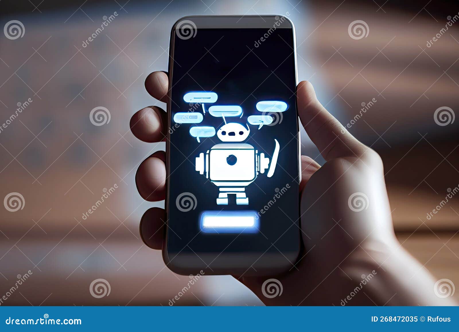 Artificial Intelligence Ai Chat Bot Idea Hands Holding a Phone Against ...