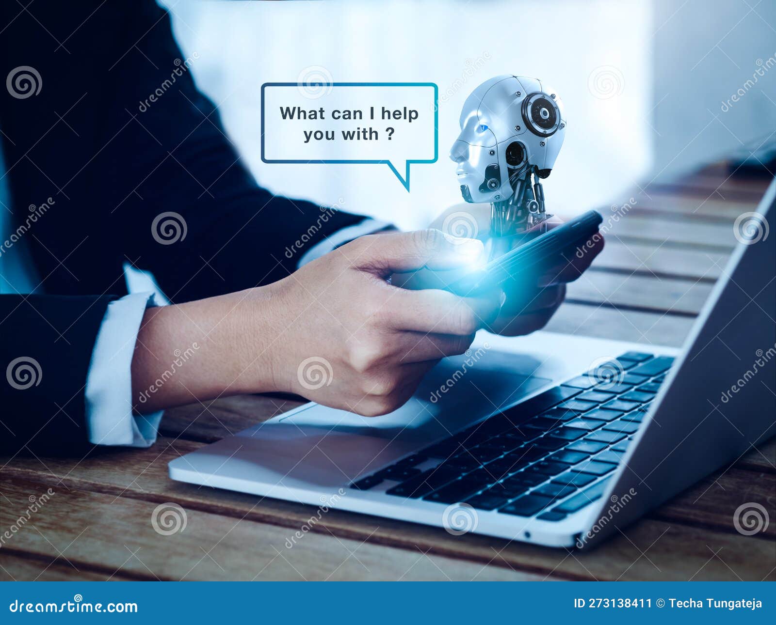 Artificial Intelligence, AI Chat Bot Technology Concept. Virtual ...