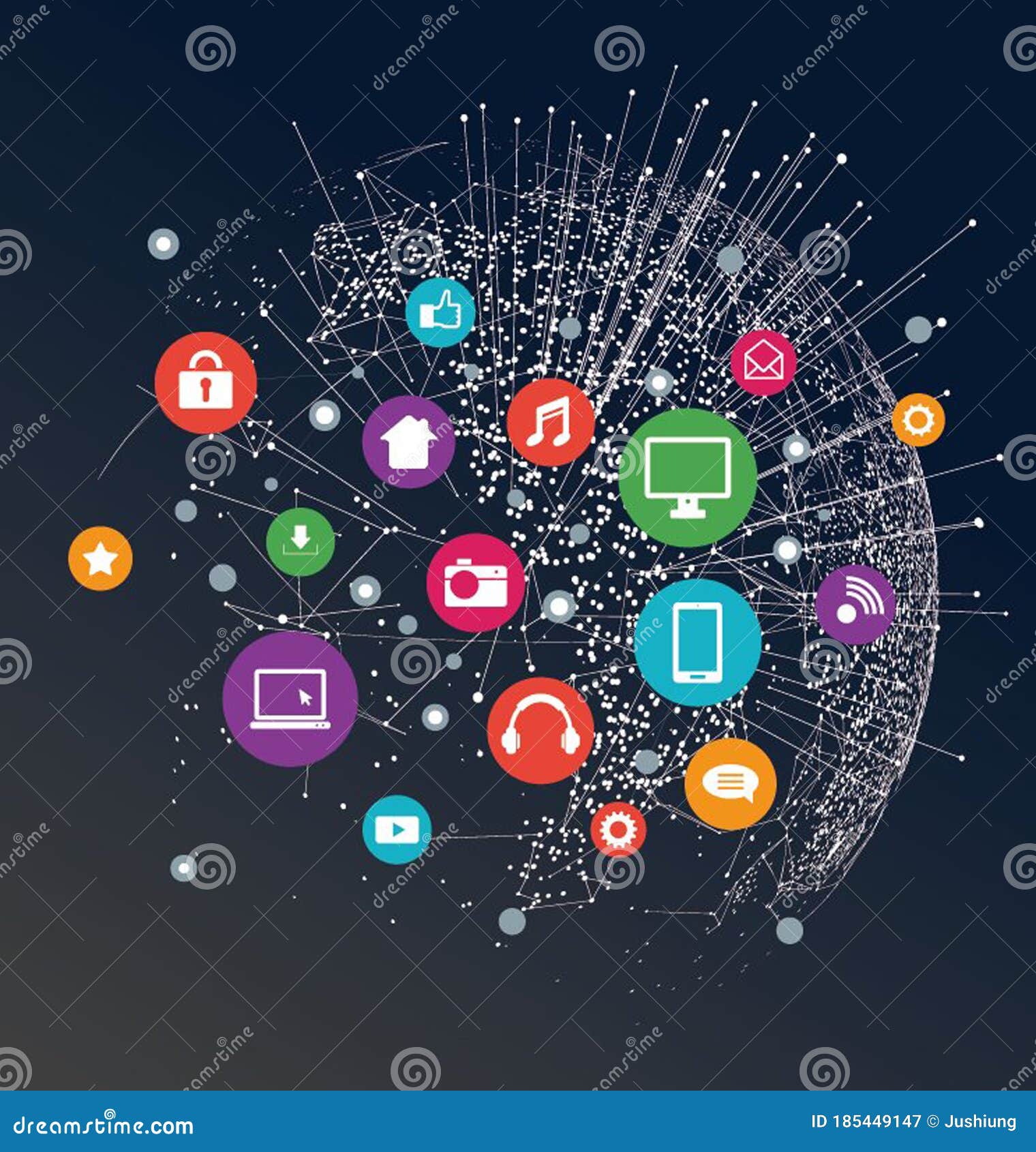 World Map And Blockchain Peer To Peer Network, Global Network Concept ...