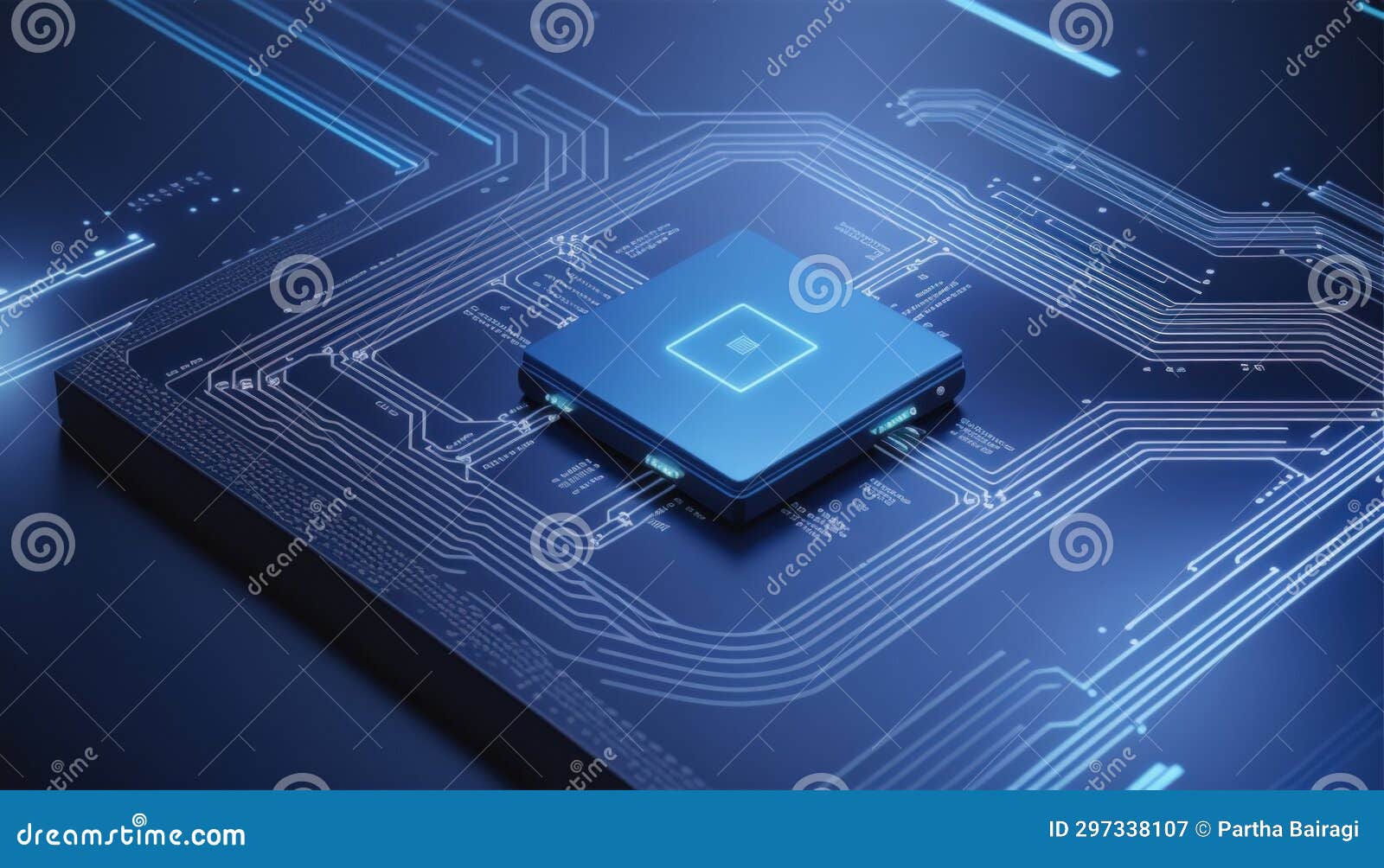 Artificial Intelligence Ai Circuit Board Blue Energy Stock Illustration ...