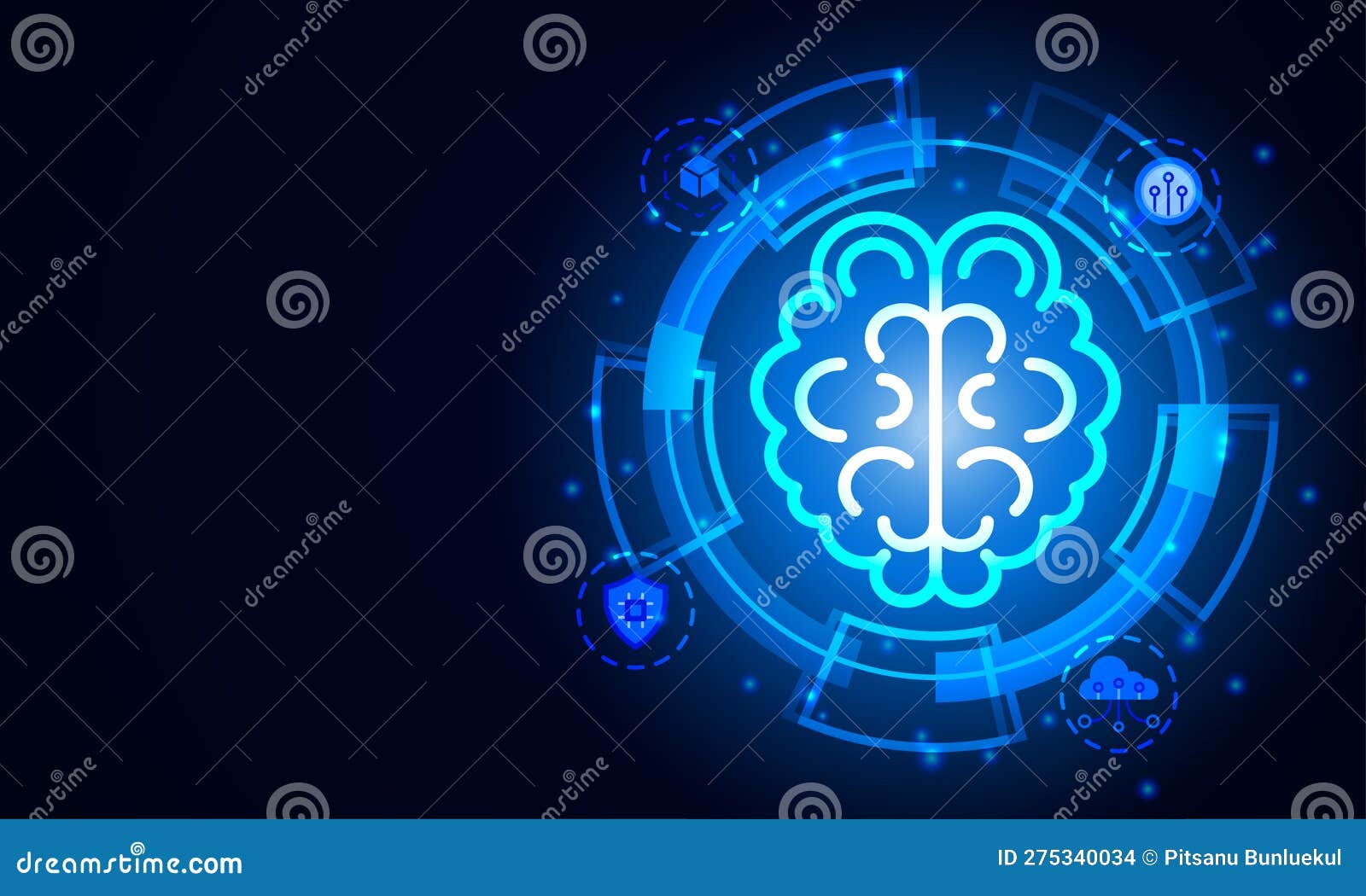 Artificial Intelligence, AI Concept Brain Icon with Glowing Light and ...