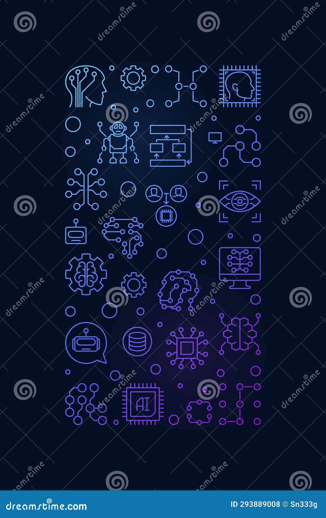 Artificial Intelligence AI Concept Colored Vertical Thin Line Banner or ...