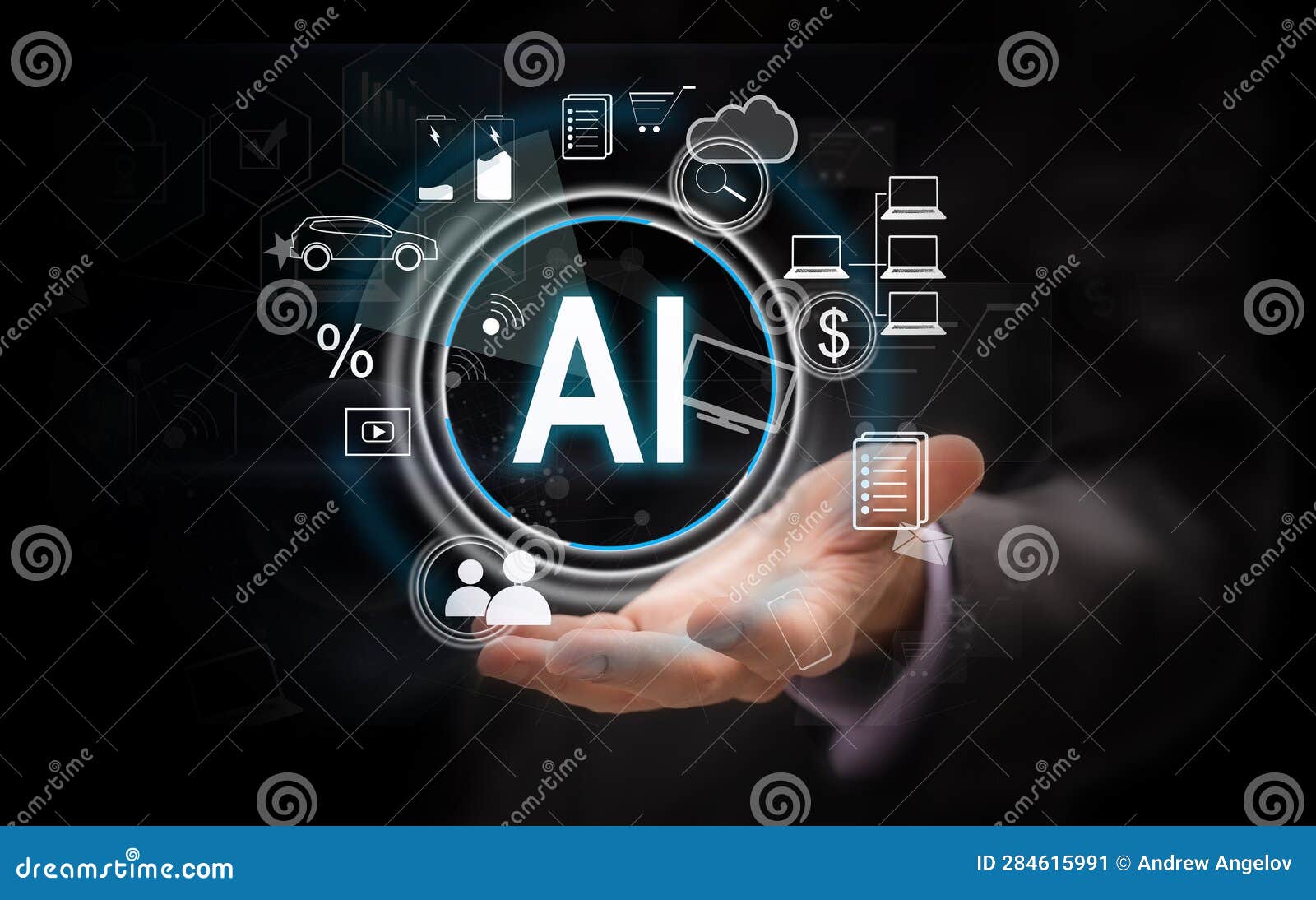 Artificial Intelligence or Ai Concept. Futuristic Icon Design and ...