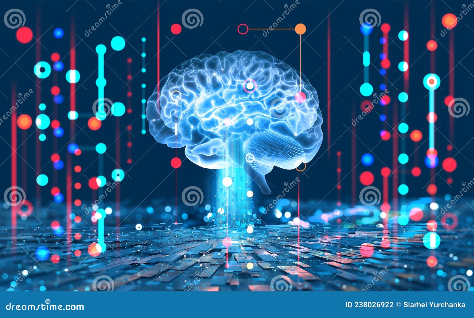 Brain. Digital Brain. 3D Science And Technology Concept. Neural Network ...