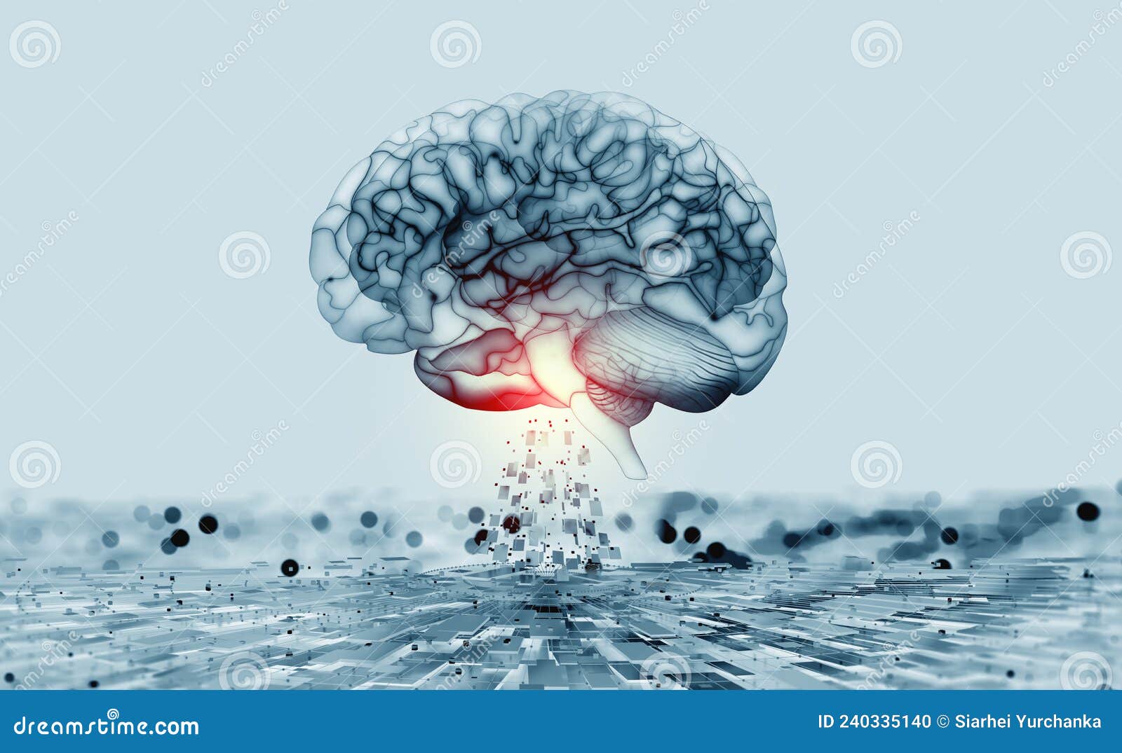 Artificial Intelligence, AI, Cyber Brain. Digital Mind 3D Illustration ...