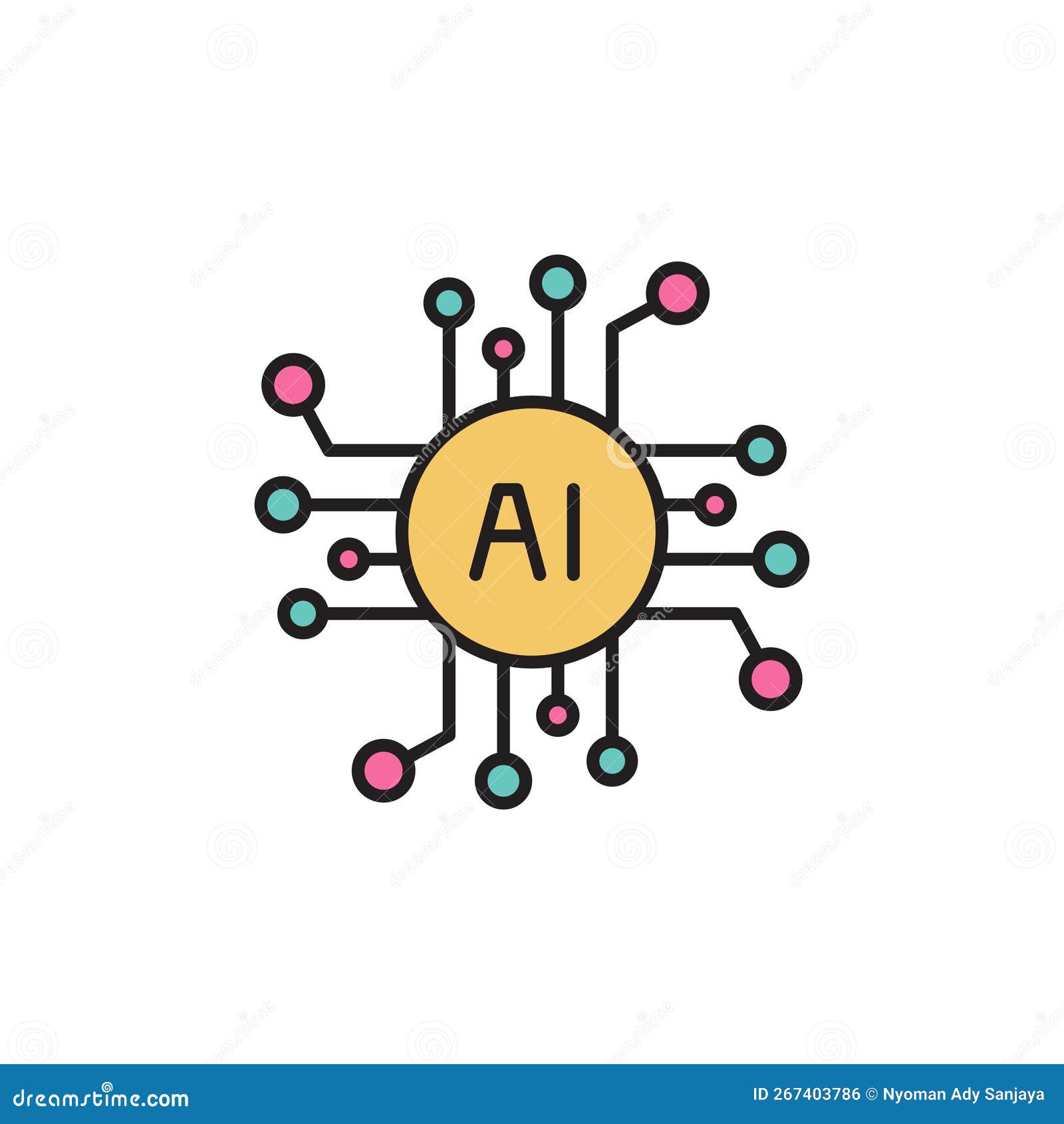 Artificial Intelligence or AI Development Vector Icon. Filled Color ...