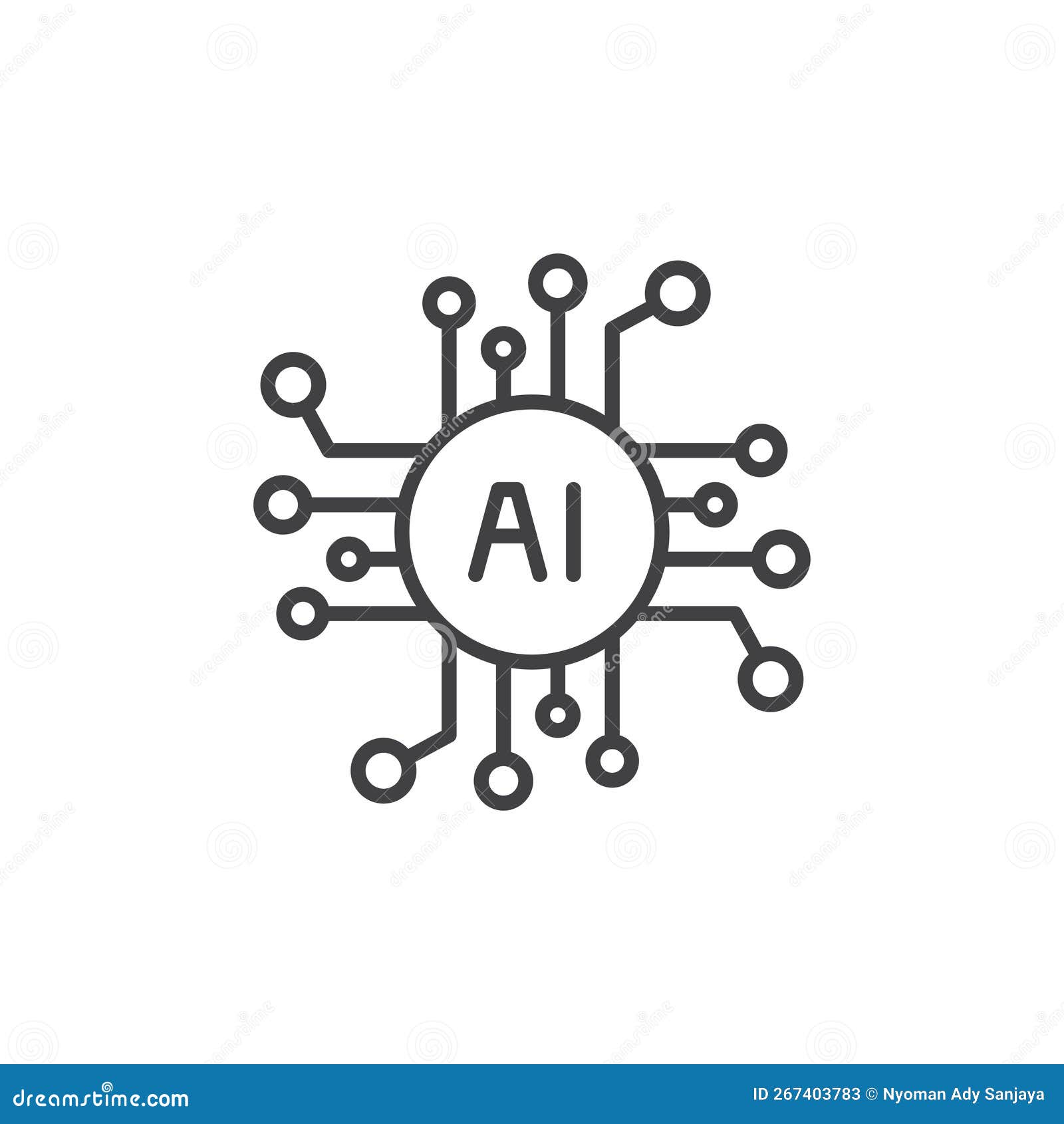 Artificial Intelligence or AI Development Vector Icon. Outline Style ...