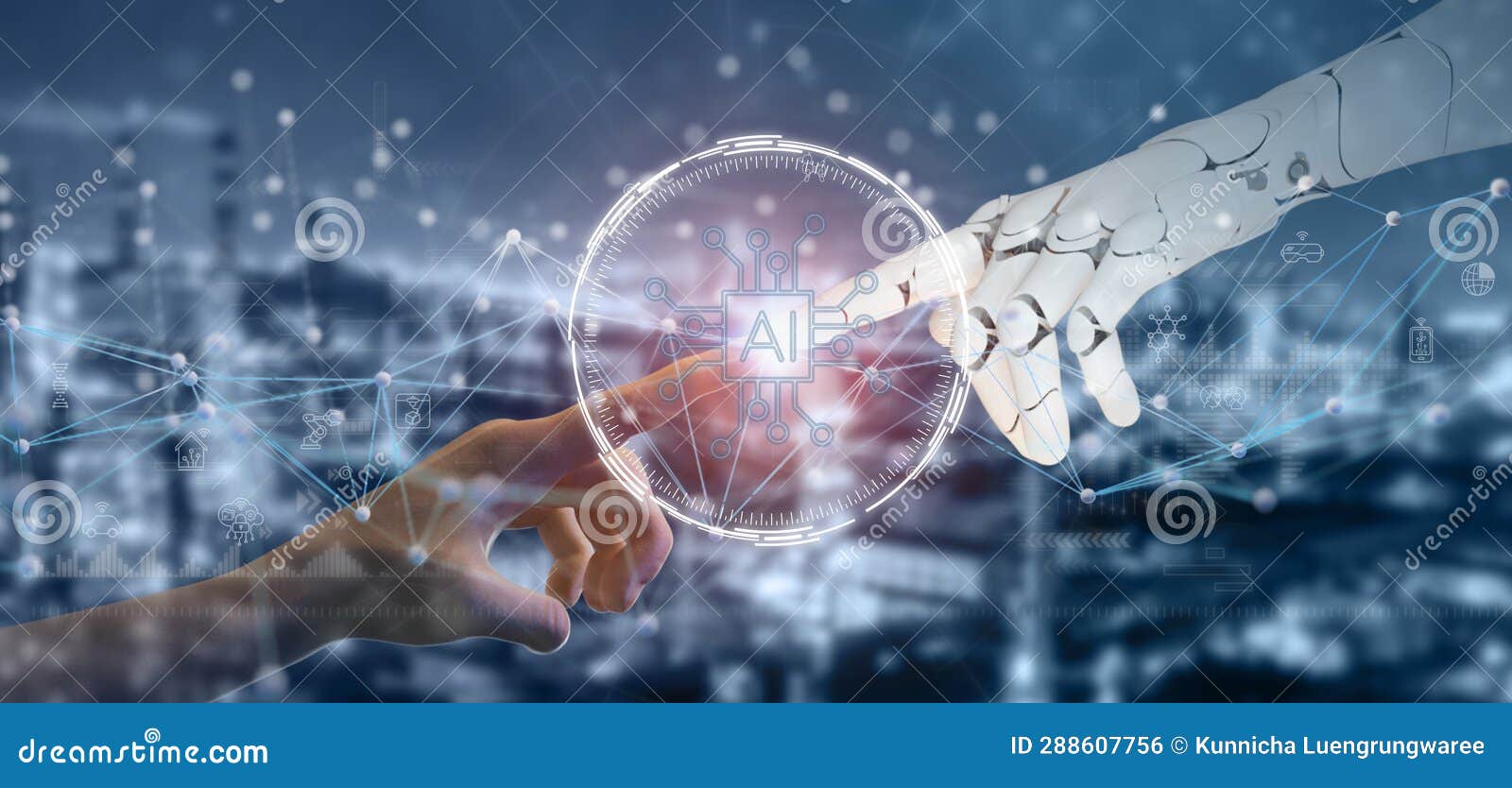 Artificial Intelligence (AI) in Industry Concept. AI Technology ...