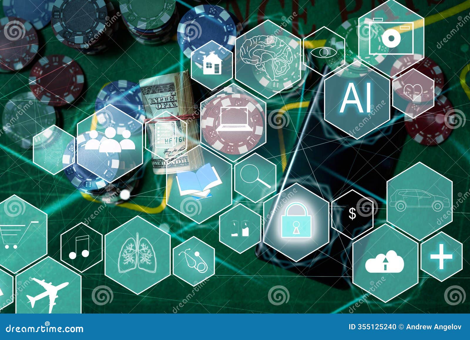 Artificial Intelligence AI, Internet of Things IoT. Business Man Using ...