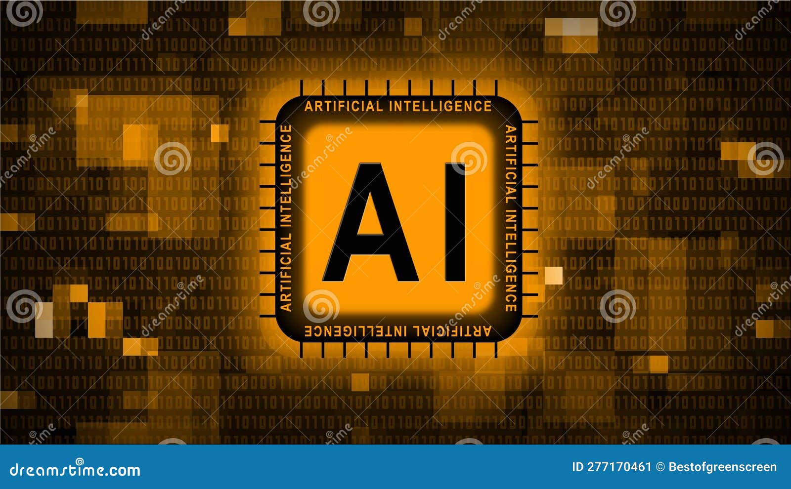 Artificial Intelligence AI Lettering on Chip - Orange Abstract ...