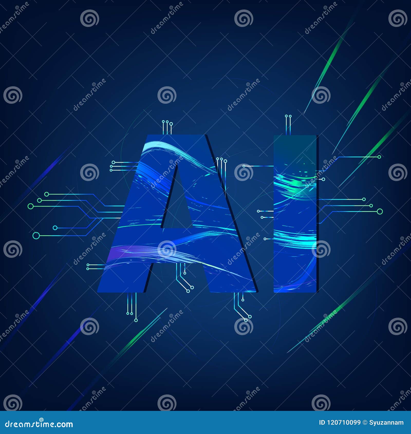 Artificial Intelligence. AI Letters. Vector Illustration. Stock Vector ...