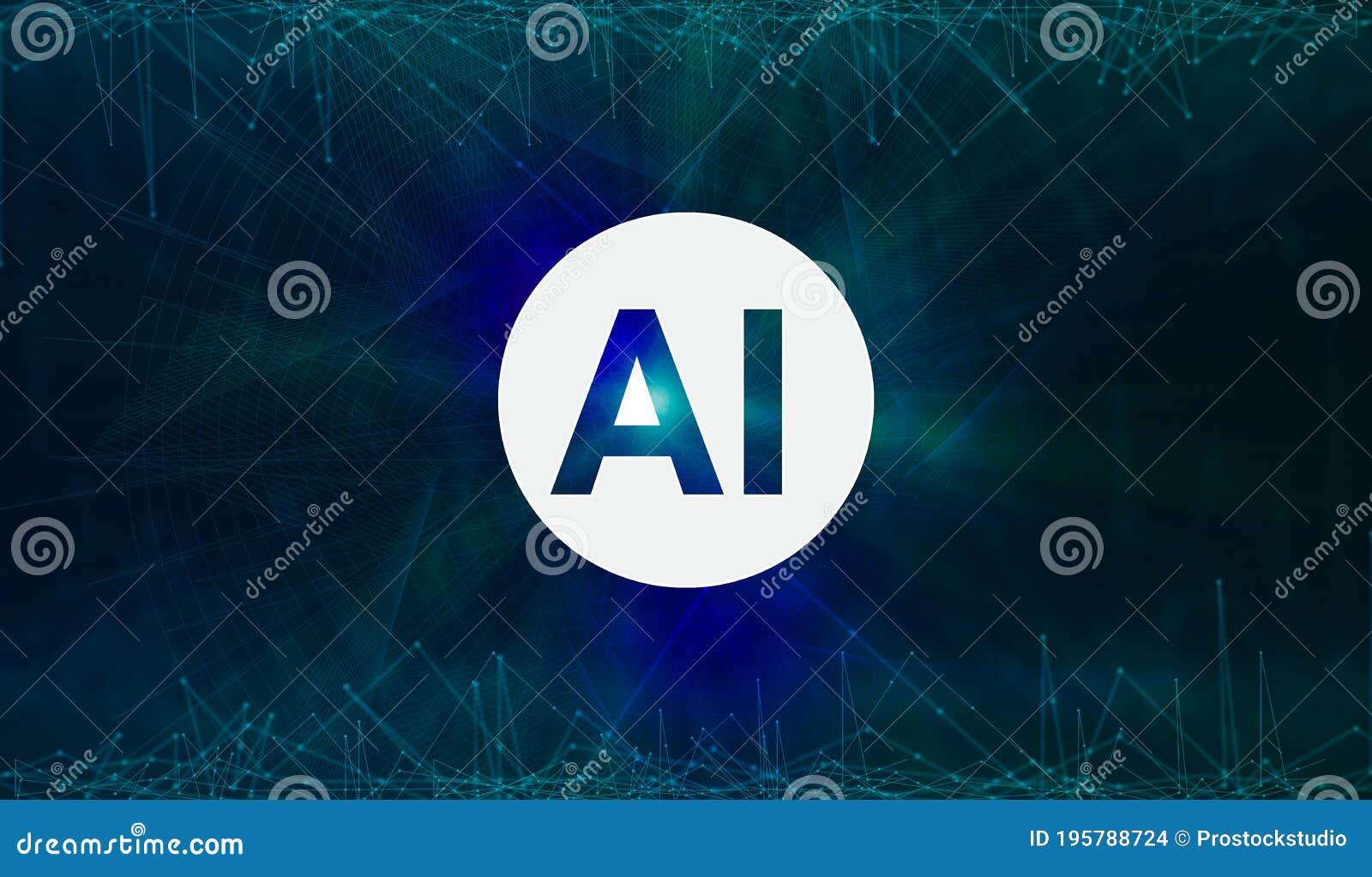 Artificial Intelligence. AI Logo Over Polygonal Connections Background ...